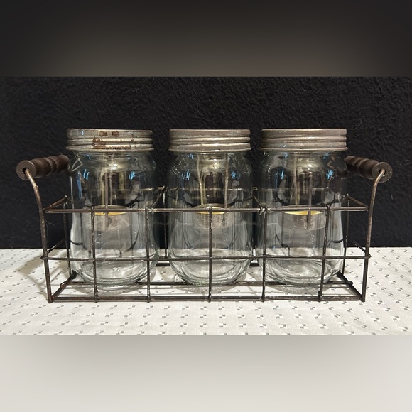 Accents | Rustic Mason Jar Tealightvotive Candle Holder Wire Caddy ...